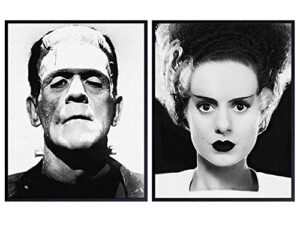 frankenstein, bride poster set – gift for vintage hollywood horror monster movie, goth, gothic fan, men, teens, kids bedroom – 8×10 funny photo photograph wall art decor, room decorations pictures