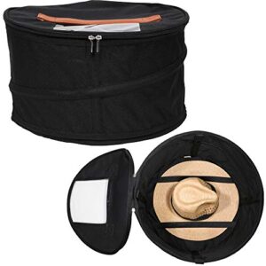 happibox hat storage box | stuffed animal toy storage | stackable round pop-up container | travel hat boxes for women & men | closet organizer w lid | dust cover cowboy sun beach hats (black, 1 pack)