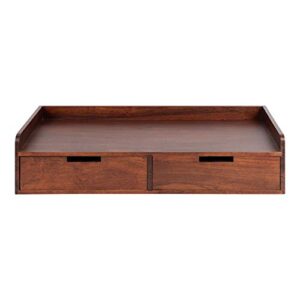 Kate and Laurel Kitt Modern Floating Shelf with Drawers, 28 x 12 x 6.5 inches, Dark Walnut Brown, Chic Floating Storage Console Table or Desk for Wall