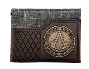 creed of assassin style super hero design famous gaming pu leather unisex wallet with metal badge (style 2)