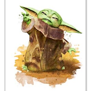 Baby Grogu Mandalorian Prints - Set of 6 (8 inches x 10 inches) Wall Art Decor Poster Photos - Star Wars TV Series Pedro Pascal & The Child Baby Yoda