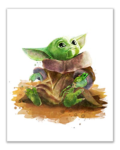 Baby Grogu Mandalorian Prints - Set of 6 (8 inches x 10 inches) Wall Art Decor Poster Photos - Star Wars TV Series Pedro Pascal & The Child Baby Yoda