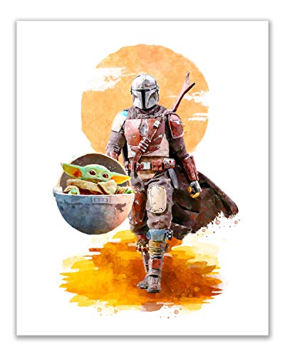 Baby Grogu Mandalorian Prints - Set of 6 (8 inches x 10 inches) Wall Art Decor Poster Photos - Star Wars TV Series Pedro Pascal & The Child Baby Yoda