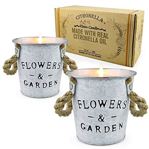 Citronella Candles Outdoor Indoor, 2 Pack 13.5 Oz Large Natural Citronella Oil Soy Wax Outdoor Candles, 80 Hours Long Lasting Highly Scented Candles for Summer Home Garden Patio Balcony