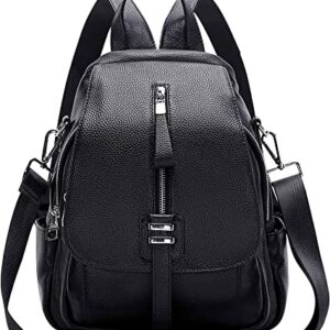 Convertible Genuine Leather Backpack Purse Casual Shoulder Bag Casual Daypack for Women Girls