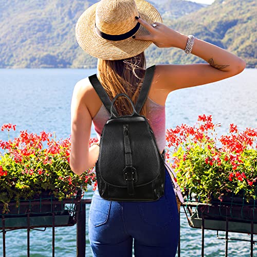 Convertible Genuine Leather Backpack Purse Casual Shoulder Bag Casual Daypack for Women Girls