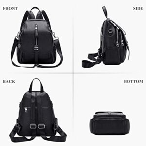 Convertible Genuine Leather Backpack Purse Casual Shoulder Bag Casual Daypack for Women Girls