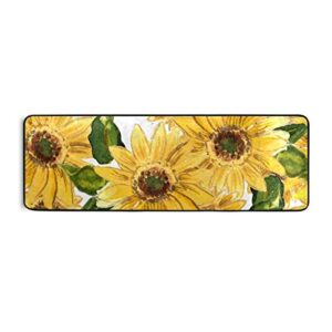 Blooming Sunflowers Kitchen Rugs Non-Slip Soft Doormats Bath Carpet Floor Runner Area Rugs for Home Dining Living Room Bedroom 72" X 24"