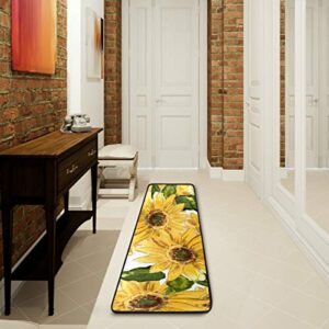 Blooming Sunflowers Kitchen Rugs Non-Slip Soft Doormats Bath Carpet Floor Runner Area Rugs for Home Dining Living Room Bedroom 72" X 24"