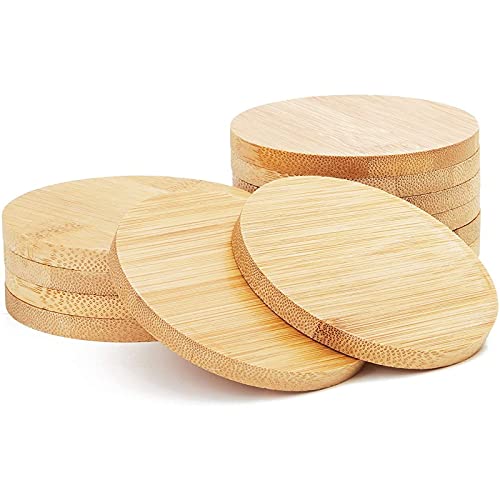 Juvale Round Bamboo Coasters Set (12 Pack)