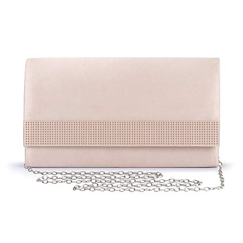 Mulian LilY M052 Satin Rhinestones Evening Bags Party Bridal Clutch Purse For Women Prom Clutch Champagne