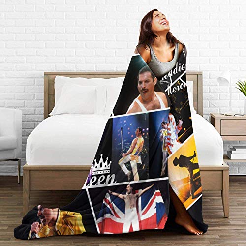 Trendy Fleece Bed Blankets, Fre-ddie Mer-cury Rock Band Wedding Throw Blankets, Wrinkle-Resistant Super Cozy Travel Blanket fit Men Office Holiday 50x40 Inch