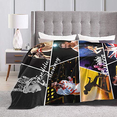 Trendy Fleece Bed Blankets, Fre-ddie Mer-cury Rock Band Wedding Throw Blankets, Wrinkle-Resistant Super Cozy Travel Blanket fit Men Office Holiday 50x40 Inch