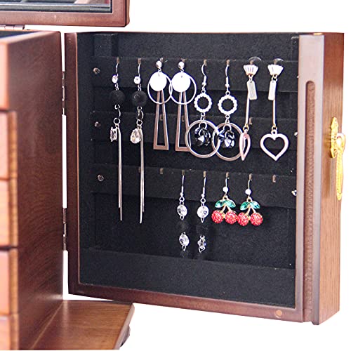 TITISKIN Large Wooden Jewelry Box for women Jewel Case Cabinet Armoire Ring Necklacel Gift Storage Box Organizer