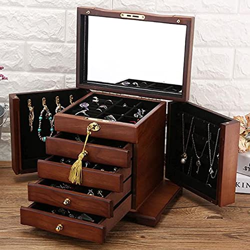 TITISKIN Large Wooden Jewelry Box for women Jewel Case Cabinet Armoire Ring Necklacel Gift Storage Box Organizer