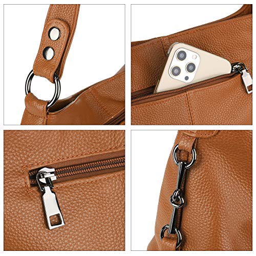 YALUXE Shoulder Bag Genuine Leather Tote Handbag Crossbody Bags for Women