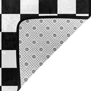 SWEET TANG Area Rug Race Waving Checkered Flag Black and White Modern Soft Floor Mat Throw Rugs Nursery Decoration Rugs Baby Care Crawling Carpet, 60inchx39inch