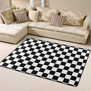 SWEET TANG Area Rug Race Waving Checkered Flag Black and White Modern Soft Floor Mat Throw Rugs Nursery Decoration Rugs Baby Care Crawling Carpet, 60inchx39inch