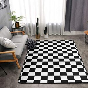 SWEET TANG Area Rug Race Waving Checkered Flag Black and White Modern Soft Floor Mat Throw Rugs Nursery Decoration Rugs Baby Care Crawling Carpet, 60inchx39inch