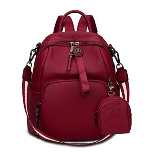 YALUXE Backpack for Women Leather with small Pouch Convertible Shoulder Bag