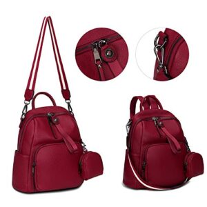 YALUXE Backpack for Women Leather with small Pouch Convertible Shoulder Bag