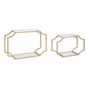 kate and laurel ciel modern horizontal shelves, set of 2, gold, decorative glam wall decor for storage and display