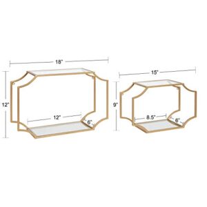 Kate and Laurel Ciel Modern Horizontal Shelves, Set of 2, Gold, Decorative Glam Wall Decor for Storage and Display