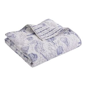 Levtex Home - Tahiti - Quilted Throw - 50x60in. - Coastal - Blue, Grey and White - Reversible Pattern - Cotton Fabric