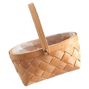 bestoyard rattan wicker easter basket wood baskets with handles for easter fall decor picnics gardening parties weddings rustic home decor organizer basket s