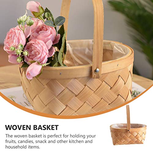 BESTOYARD Rattan Wicker Easter Basket Wood Baskets with Handles for Easter Fall Decor Picnics Gardening Parties Weddings Rustic Home Decor Organizer Basket S