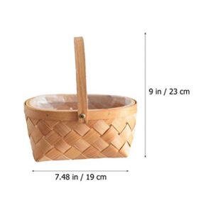 BESTOYARD Rattan Wicker Easter Basket Wood Baskets with Handles for Easter Fall Decor Picnics Gardening Parties Weddings Rustic Home Decor Organizer Basket S