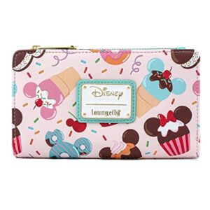 loungefly disney mickey and minnie mouse sweets flap wallet