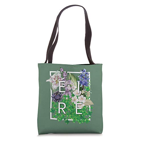 Flowers of Ireland Word Art - Irish Pride Tote Bag