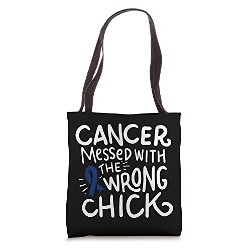 Colon Cancer Survivor Fighter Chemo Dark Blue Ribbon Tote Bag