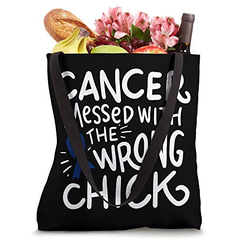 Colon Cancer Survivor Fighter Chemo Dark Blue Ribbon Tote Bag