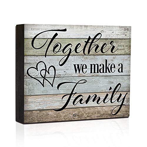 Box Sign Wood Block Sign Quote Sign - Together We Make A Family-Home Decor Wall Hanging Box Sign