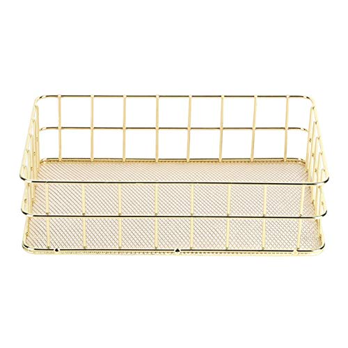 Kuuleyn Wire Mesh Basket, Golden Iron Storage Basket Multifunctional Wire Mesh Desktop Storage Organizer for Home(Large)