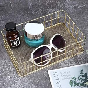 Kuuleyn Wire Mesh Basket, Golden Iron Storage Basket Multifunctional Wire Mesh Desktop Storage Organizer for Home(Large)