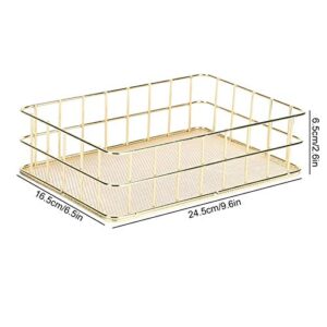 Kuuleyn Wire Mesh Basket, Golden Iron Storage Basket Multifunctional Wire Mesh Desktop Storage Organizer for Home(Large)