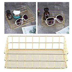 Kuuleyn Wire Mesh Basket, Golden Iron Storage Basket Multifunctional Wire Mesh Desktop Storage Organizer for Home(Large)