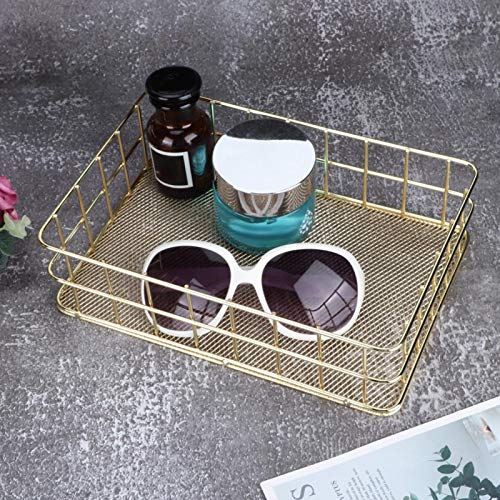 Kuuleyn Wire Mesh Basket, Golden Iron Storage Basket Multifunctional Wire Mesh Desktop Storage Organizer for Home(Large)