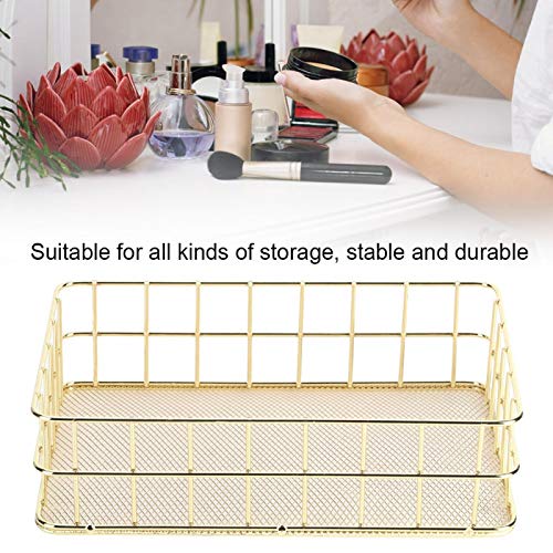 Kuuleyn Wire Mesh Basket, Golden Iron Storage Basket Multifunctional Wire Mesh Desktop Storage Organizer for Home(Large)