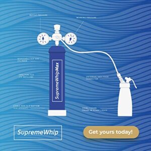 SupremeWhipMax Whipped Cream Chargers - Pure Culinary Gas Whipped Cream Charger Cylinder - 0.95 L (580 gram) Compatible with Standard Cream Whippers