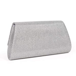 NC ZHANNI Silver Evening Bag Clutch Purses for Women Ladies Sparkling Party Handbag Wedding Bag Prom Clutch With Detachable Chain (Silver)