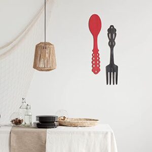 Jetec 2 Pieces Large Fork and Spoon Wall Decor Wooden Spoon Shaped Wall Sign Fork Shaped Hanging Sign Farmhouse Kitchen Wall Decors for Home Kitchen Dining Living Room Decor (Red, Heather Gray)