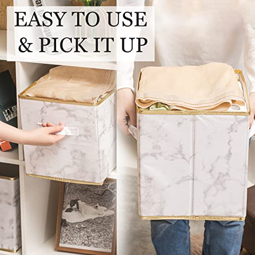 DAMAHOME Storage Cubes Organizer Bins - 11 inch Foldable Storage Bins, Fabric Dual Handles Storage Box, Closet Organizer Shelf Baskets, Nursery Bins for Home&Office 6-Pack (Marble)