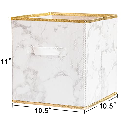 DAMAHOME Storage Cubes Organizer Bins - 11 inch Foldable Storage Bins, Fabric Dual Handles Storage Box, Closet Organizer Shelf Baskets, Nursery Bins for Home&Office 6-Pack (Marble)