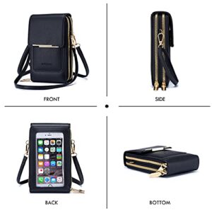 Roulens Small Crossbody Cell Phone Purse for Women, Touch Screen Bag Shoulder Handbag Wallet with Credit Card Slots