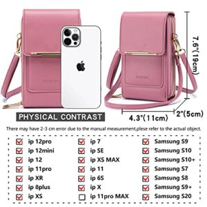 Roulens Small Crossbody Cell Phone Purse for Women, Touch Screen Bag Shoulder Handbag Wallet with Credit Card Slots