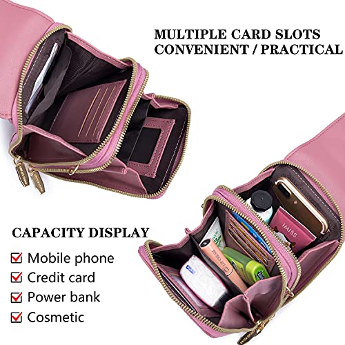 Roulens Small Crossbody Cell Phone Purse for Women, Touch Screen Bag Shoulder Handbag Wallet with Credit Card Slots